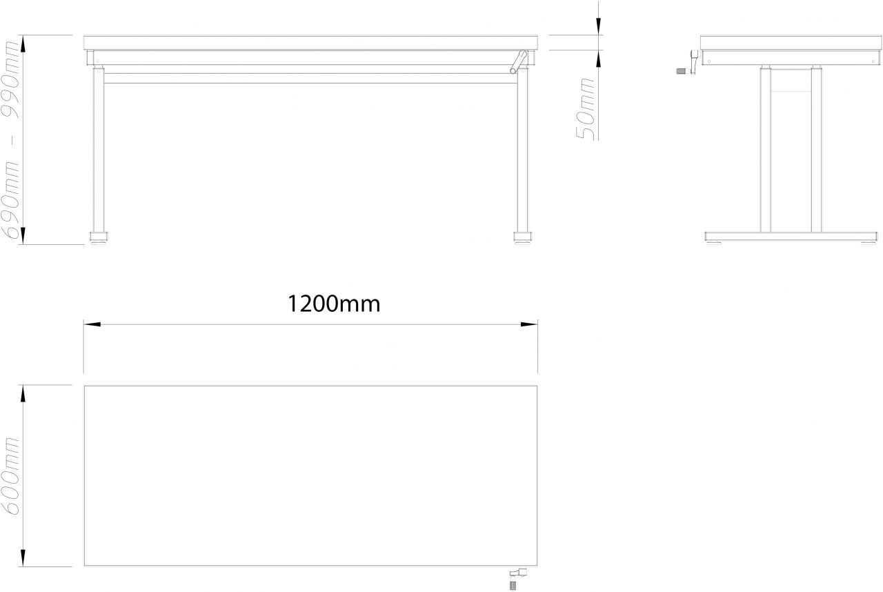 Corsica Packing Table Manual Rise and Fall Table - Pland Stainless