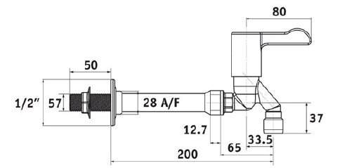 Dee Wall Mounted Lever Bib Tap - Pland Stainless